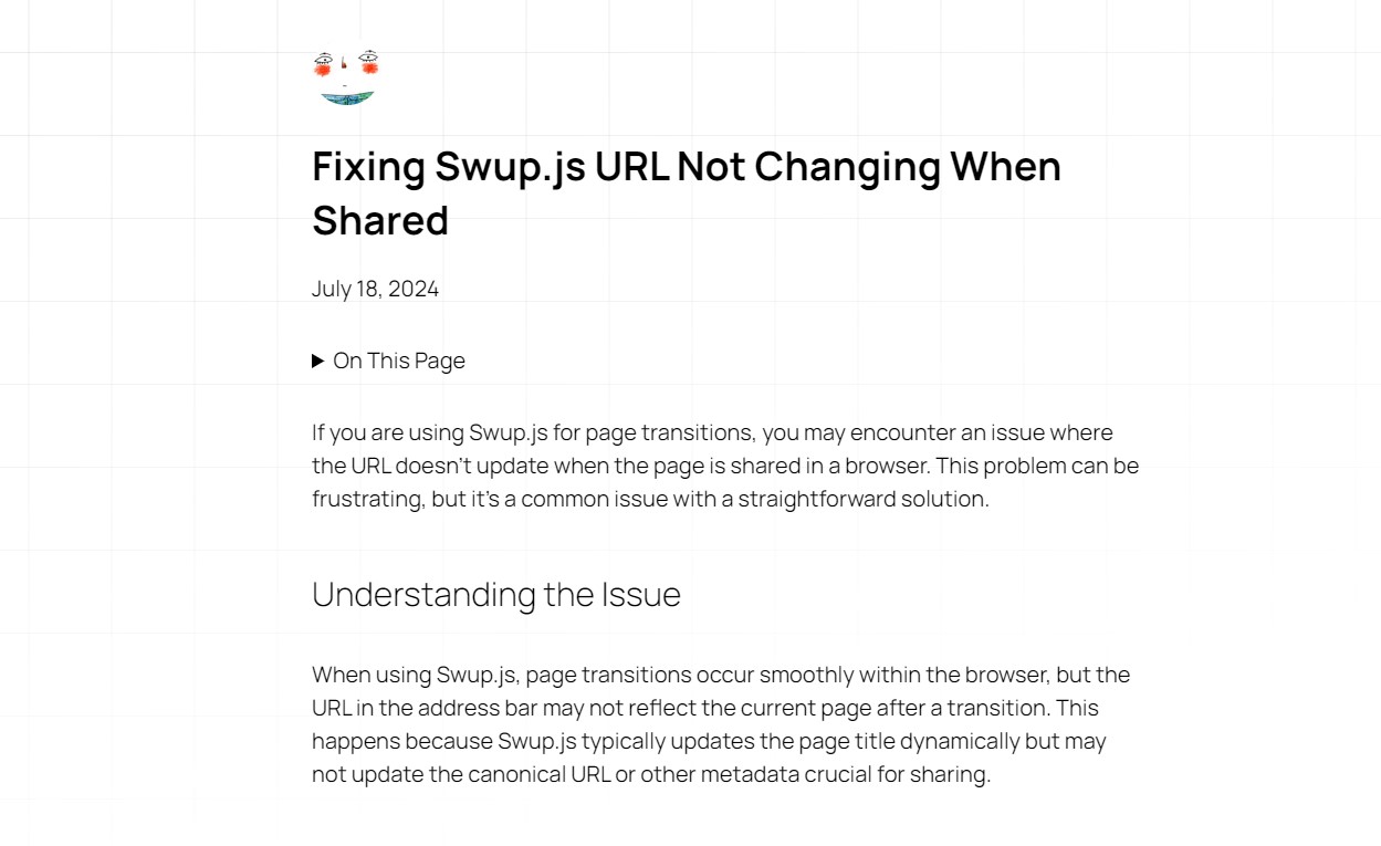 Fixing Swup.js URL Not Changing When Shared